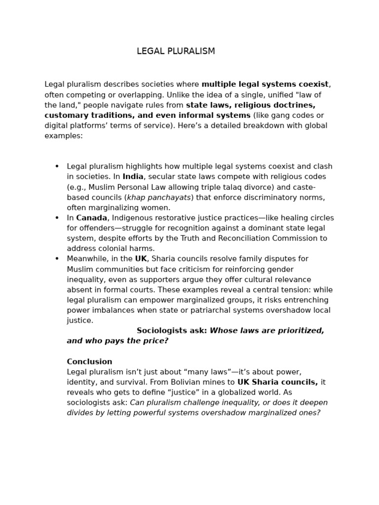 Legal Pluralism | PDF