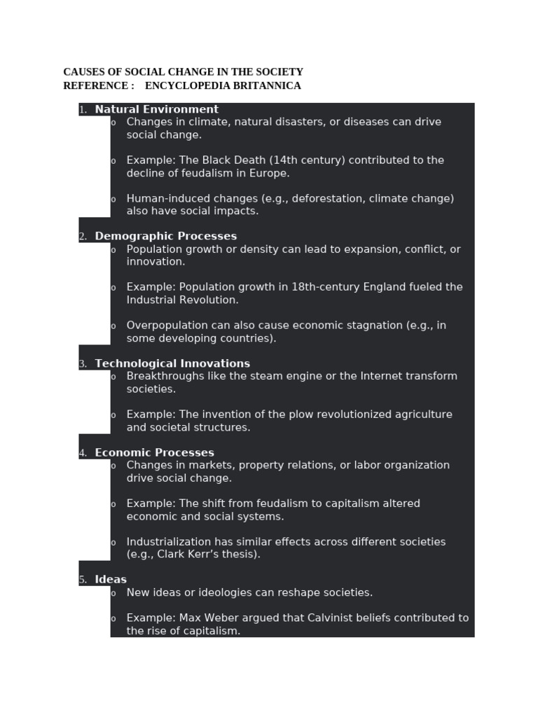 Causes of Social Change in The Society | PDF