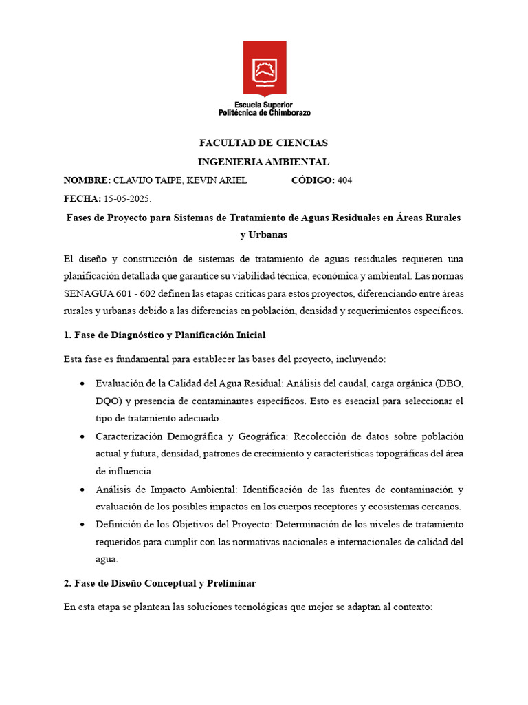 Clavijo Kevin D08 | PDF | Tratamiento de aguas residuales | Ciencia ...