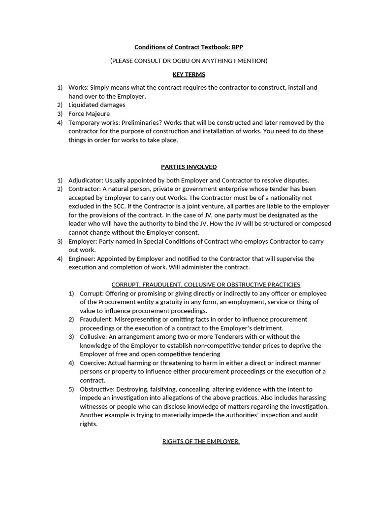 Conditions of Contract Textbook | PDF | Employment | Payments