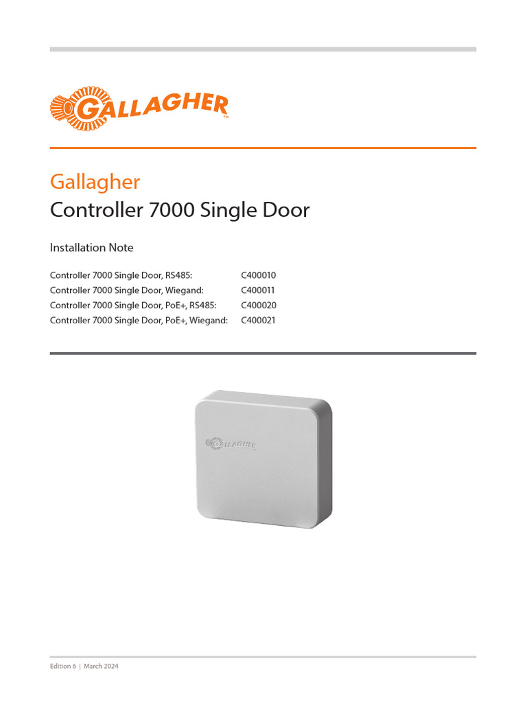 3E5742 Install Note Controller 7000 Single Door | PDF | Computing ...