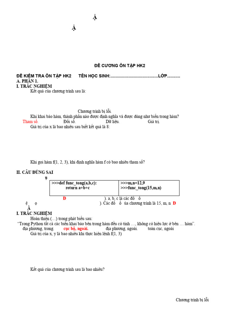 ĐỀ CƯƠNG ÔN TẬP TIN 10 HK2 2425 | PDF