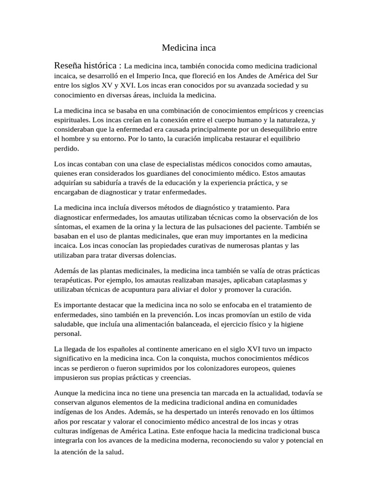 Medicina Inca | PDF | Imperio Inca | Medicina