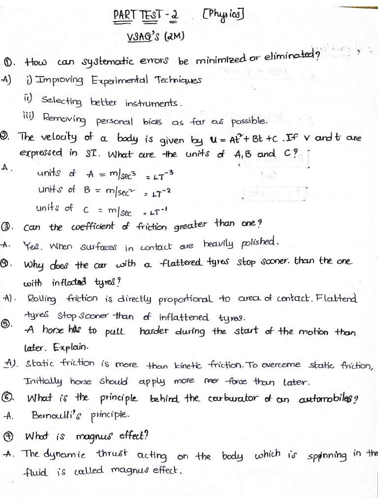 #Physics 1 Part Test 2 | PDF