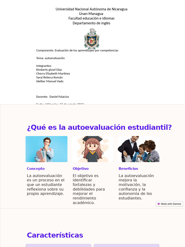 Presentación de Autoevaluación | PDF