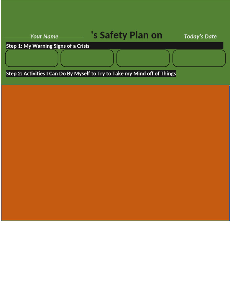 Printable - Safety Plan - Adult - Traffic Light | PDF