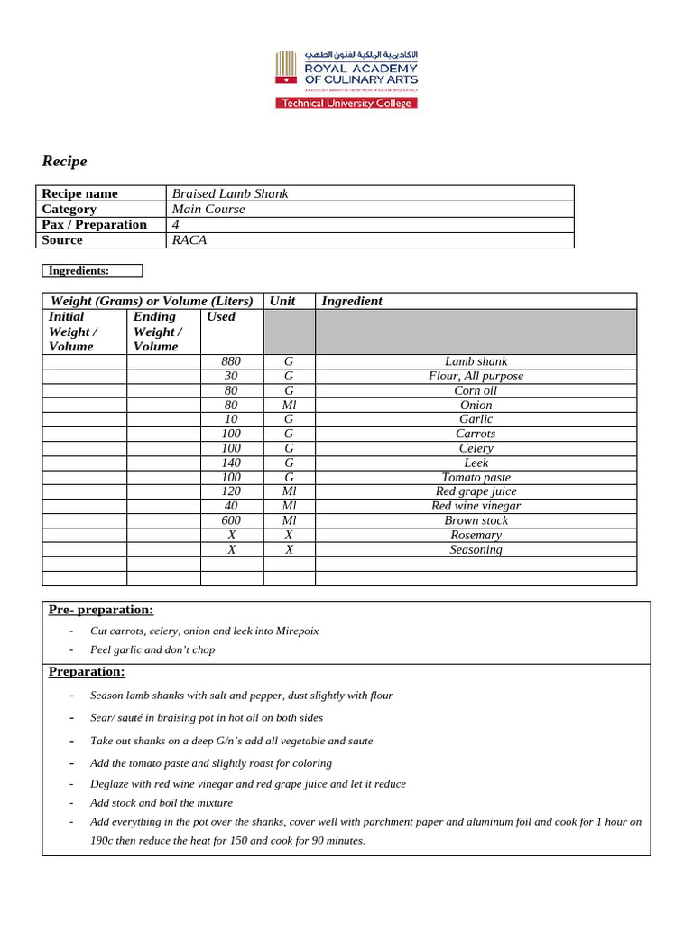 Braised Lamb Shanks | PDF