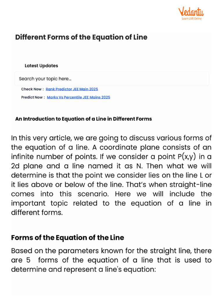 Different Forms of The Equation of Line | PDF