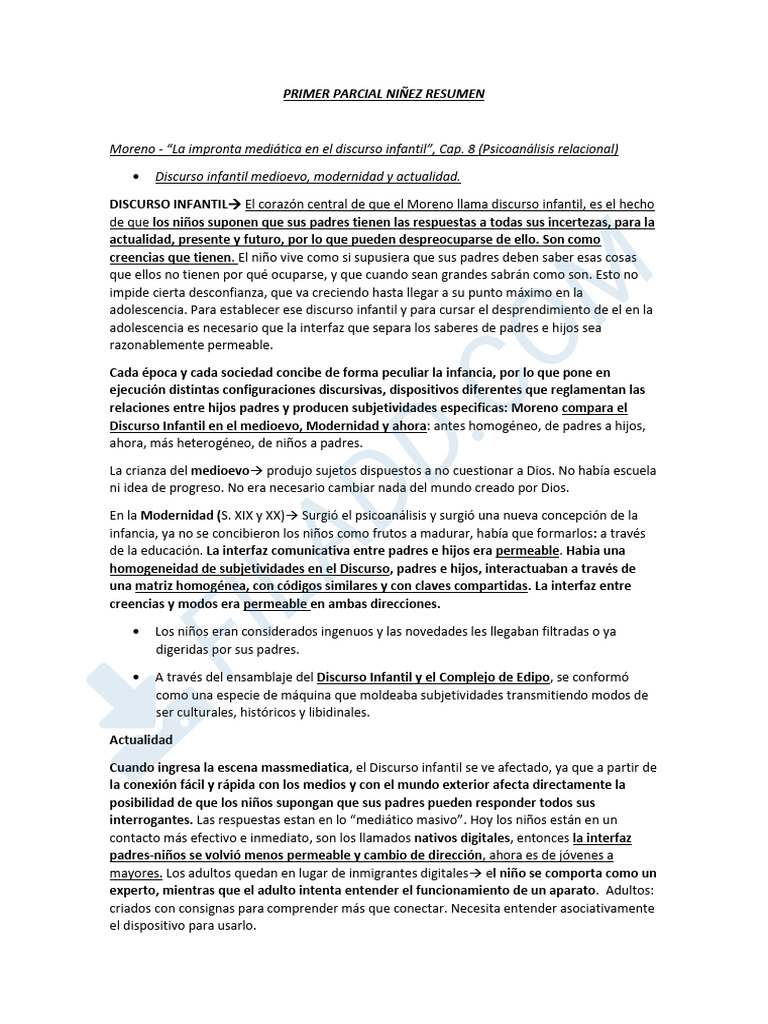 Ninez Paolichi Resumen Primer Parcial | PDF | Psicoanálisis | Teoría de apego