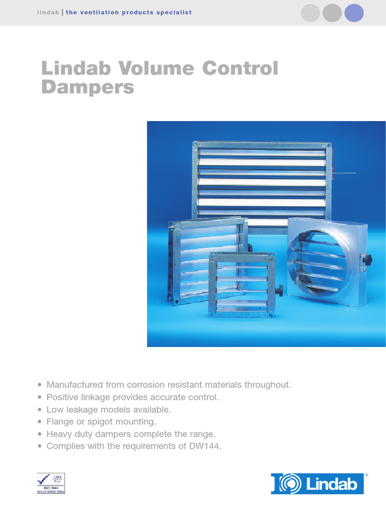 CCL Volume Control Dampers | PDF | Duct (Flow) | Mechanical Engineering