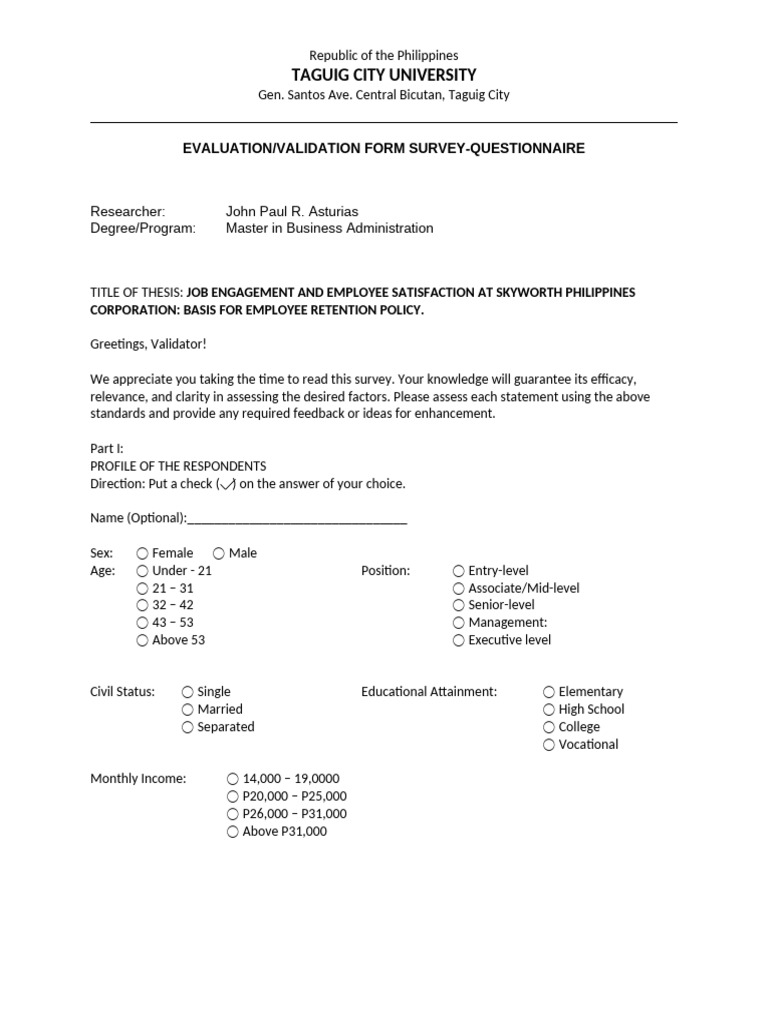 Validation Form - Paul - Thesis | PDF | Employment | Salary