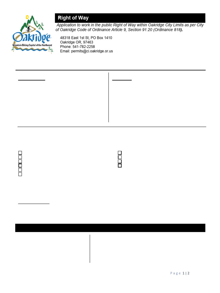 Right of Way Construction Permit Application | PDF | Storm Drain