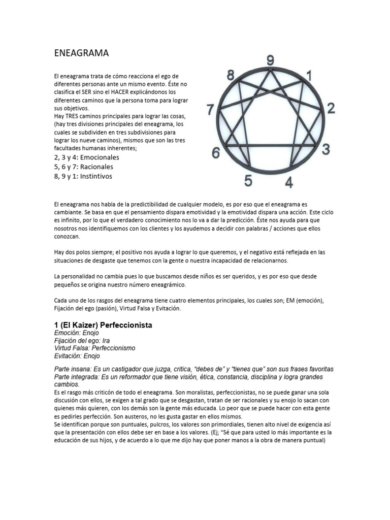 Eneagrama: Tipos y Personalidades | PDF | Eneagrama de la personalidad ...