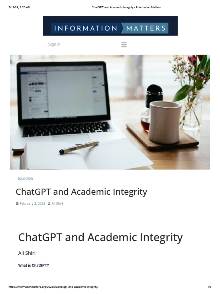 ChatGPT and Academic Integrity | PDF | Academic Integrity | Artificial Intelligence