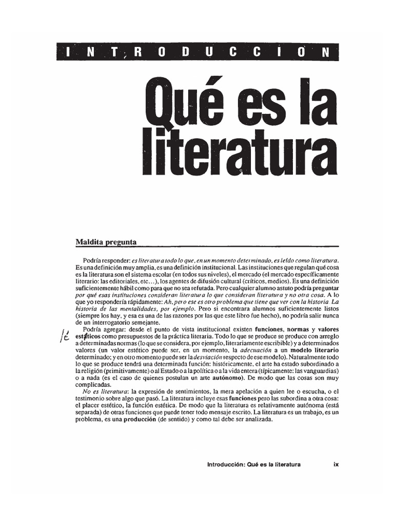Link. Introducci-N. Qu - Es La Literatura | PDF