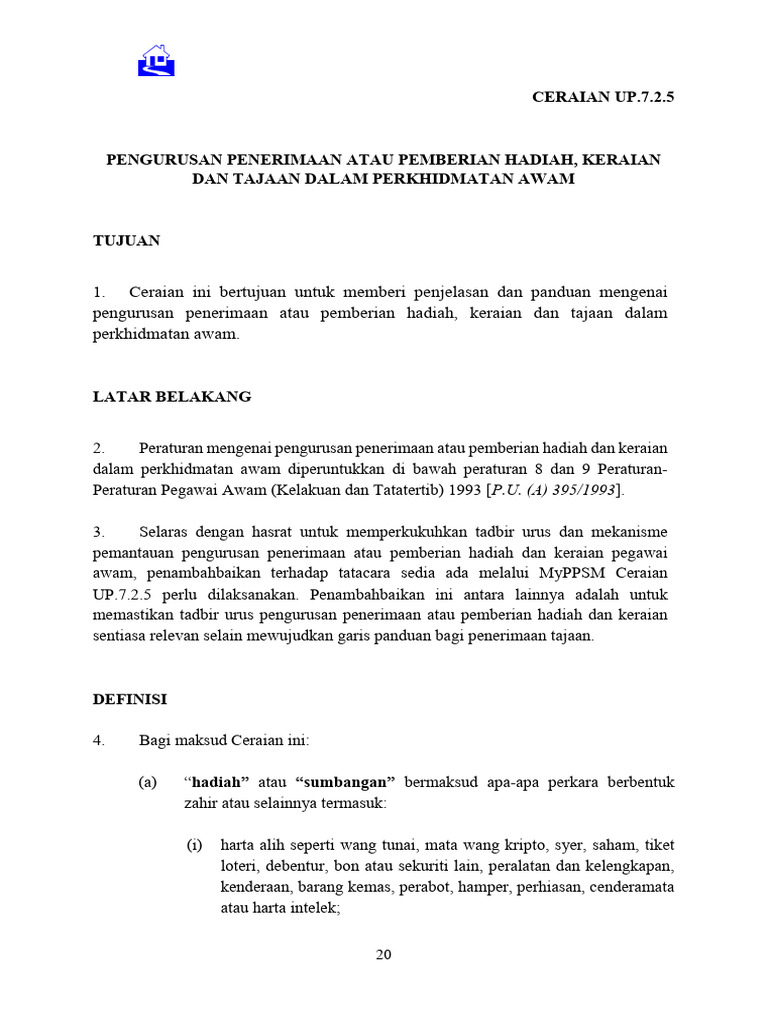UP.7.2.5 Pengurusan Penerimaan Atau Pemberian Hadiah, Keraian | PDF
