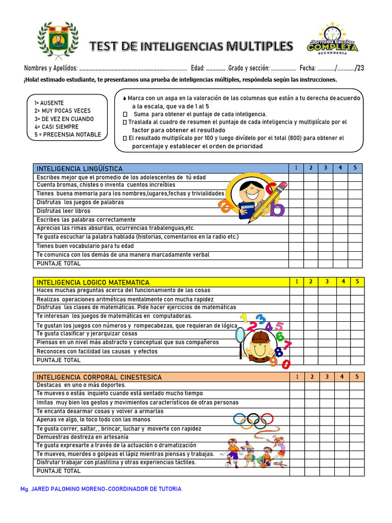 Evaluación de Inteligencias Múltiples | PDF | Inteligencia