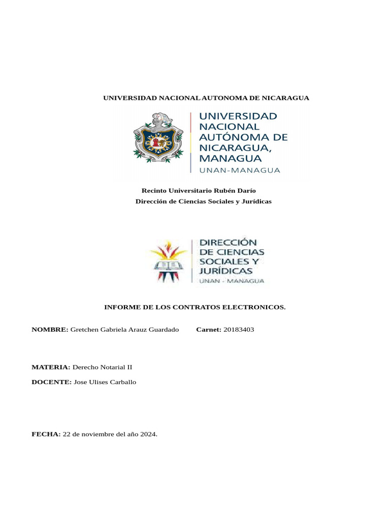 INFORME DE LOS CONTRATOS ELECTRONICOS DERECHO NOTARIAL 22 | PDF
