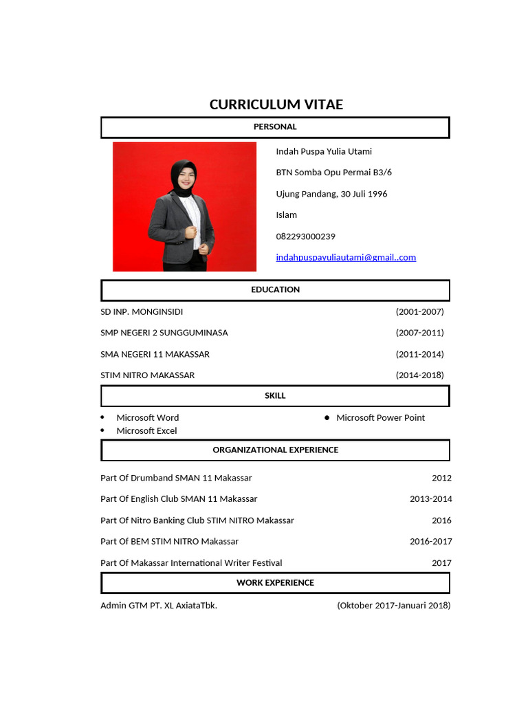 Curriculum Vitae Indah | PDF