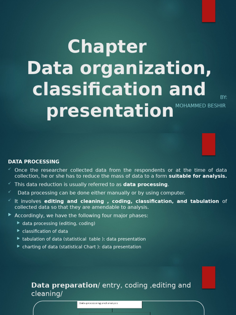 Chapter Three Data Organization and Classification and Presentation ...