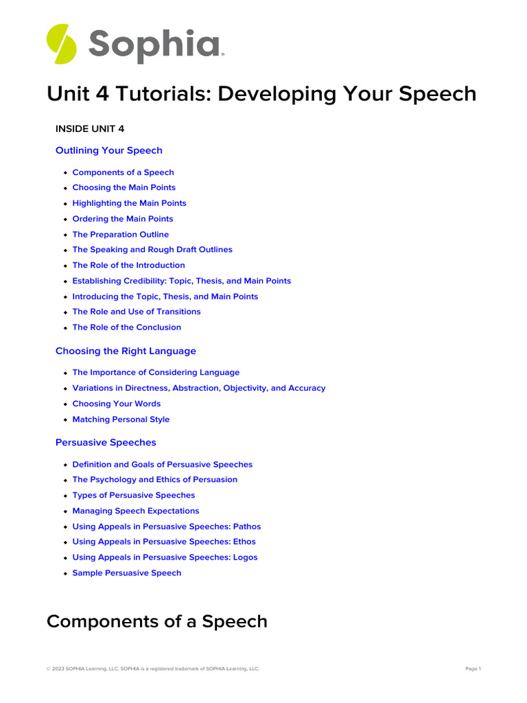 unit-4-tutorials-developing-your-speech | PDF | Rhetoric | Speech