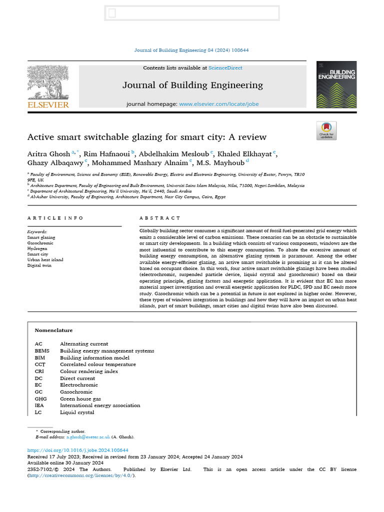 Active Smart Switchable Glazing For Smart City 2024 Journal of Building ...