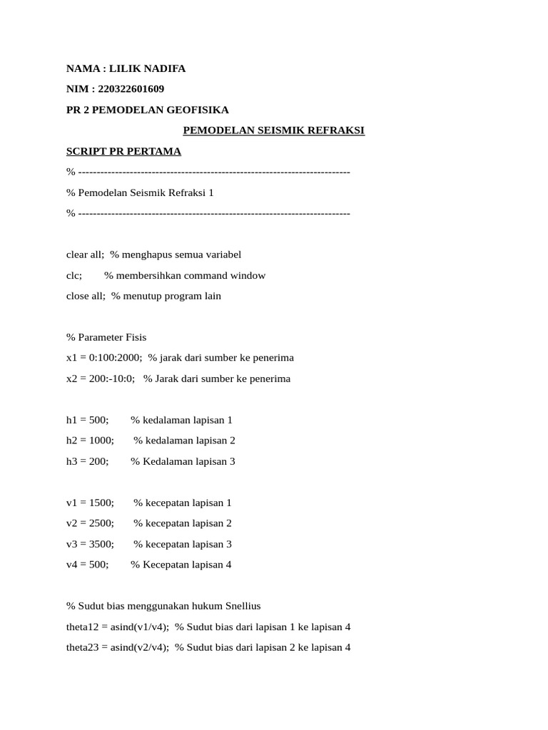 Lilik Nadifa - PR 2 Pemodelan Geofisika | PDF