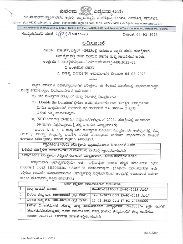 Fee Notification March 2023 | PDF