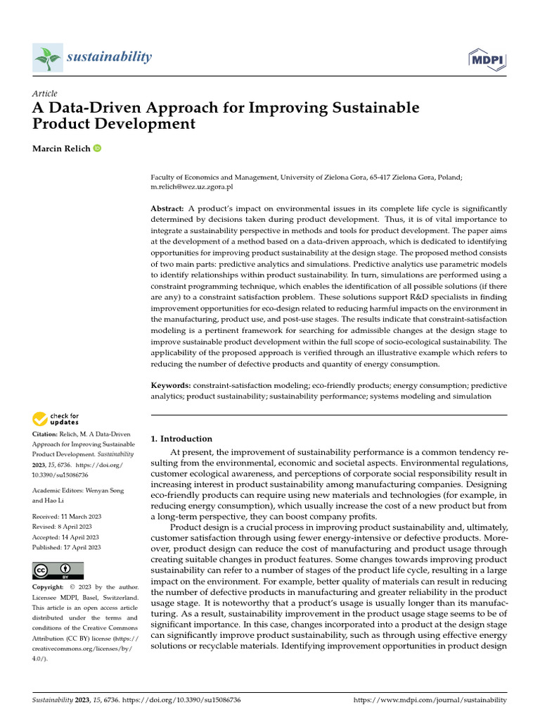 Data-Driven Sustainable Product Design | PDF | Life Cycle Assessment ...