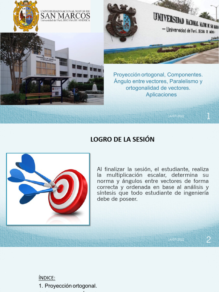 Semana 10 Proyección Ortogonal, Componentes - Ángulo, Paralelismo y ...