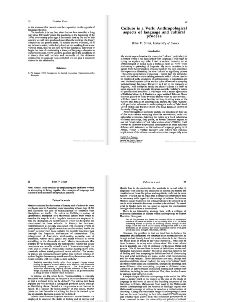 (Artigo) Culture Is A Verb - Anthropological Aspects of Language and ...
