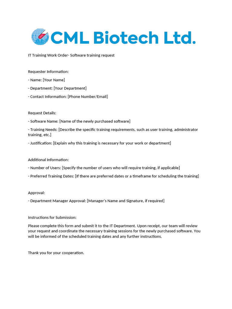 Software Training Request Form | PDF