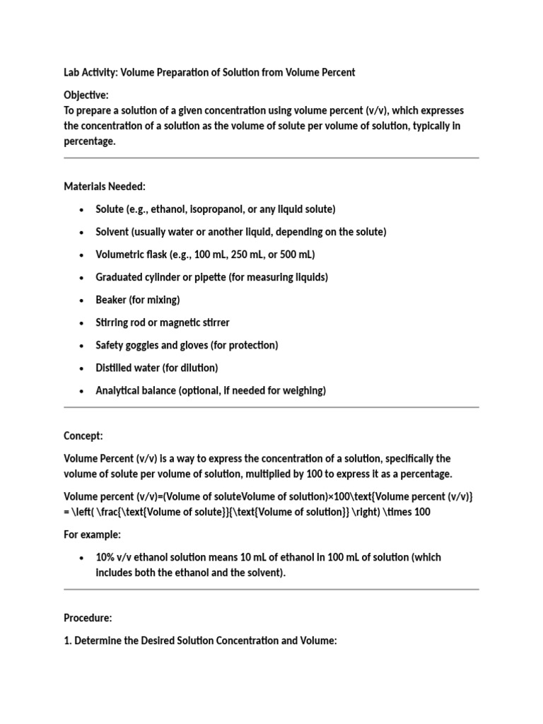 Lab Activity on vol | PDF | Volume | Ethanol
