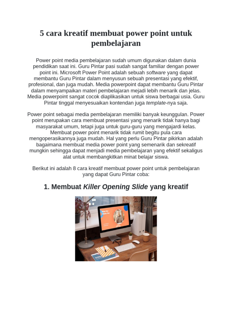 5 Cara Kreatif Membuat Power Point Untuk Pembelajaran | PDF
