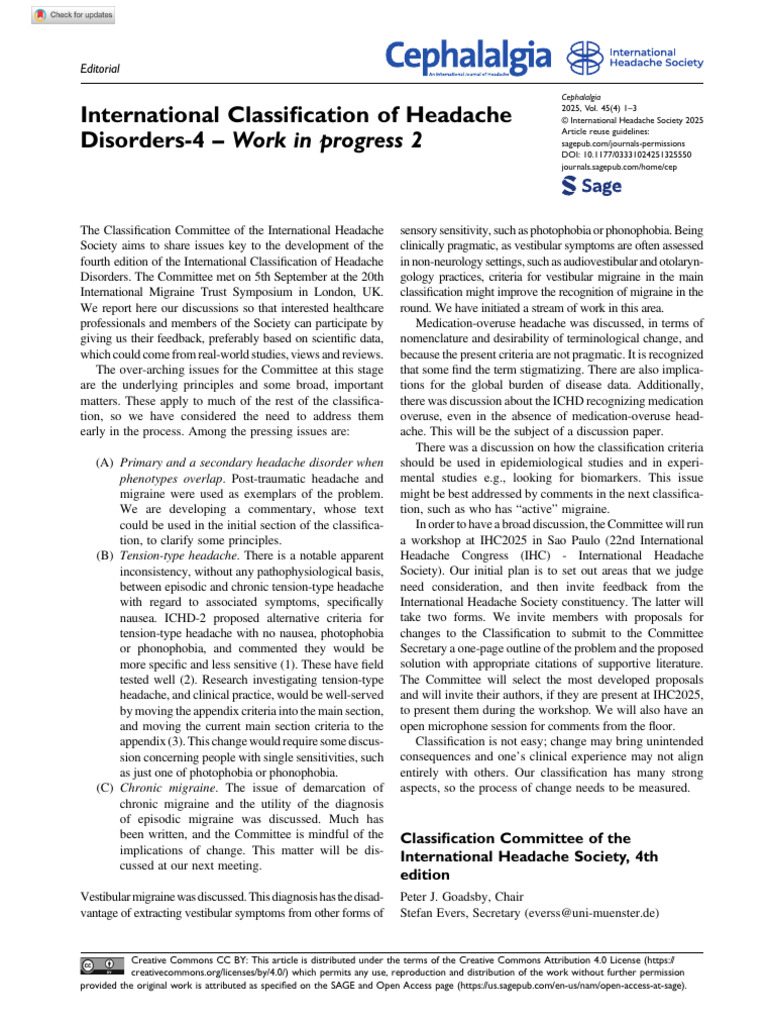 International-Classification-Of-Headache - 2 | PDF | Headache | Migraine