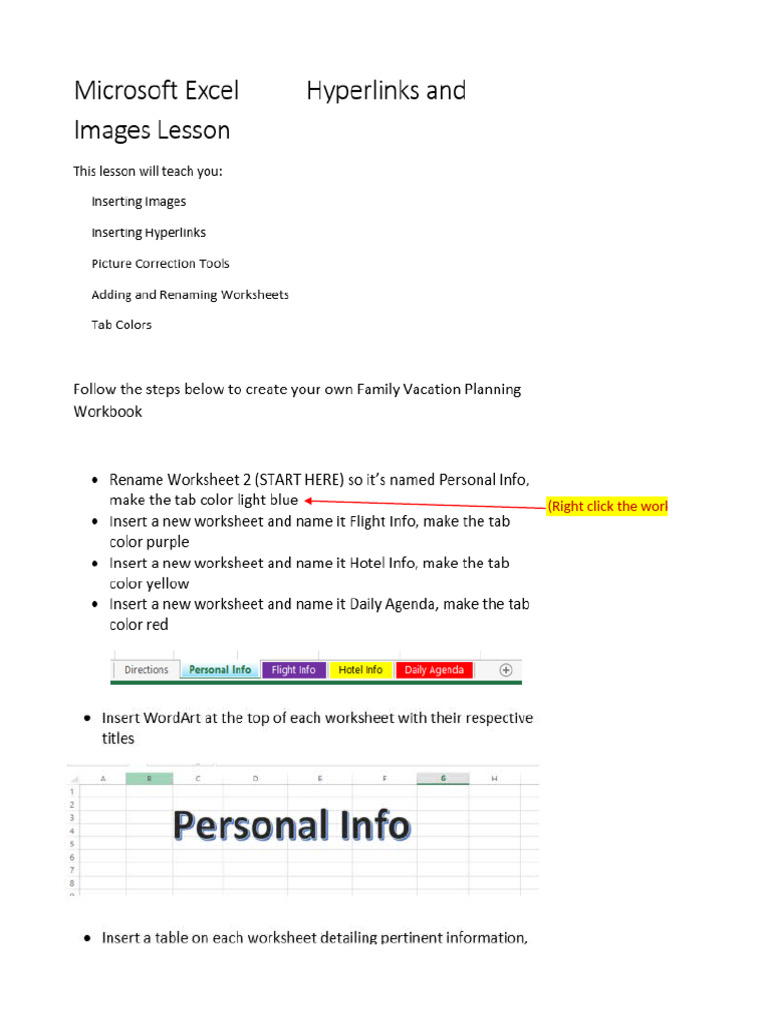 Microsoft Excel Hyperlinks Images | PDF