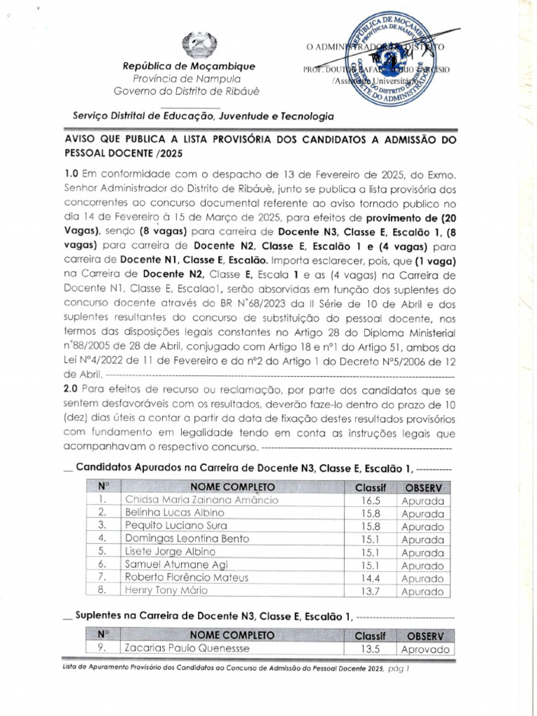 RIBÁUÈ_AVISO PROVISÓRIO | PDF