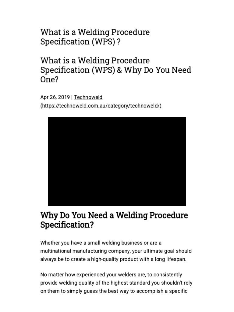 What Is A Welding Procedure Specification (WPS) | PDF | Welding | Construction