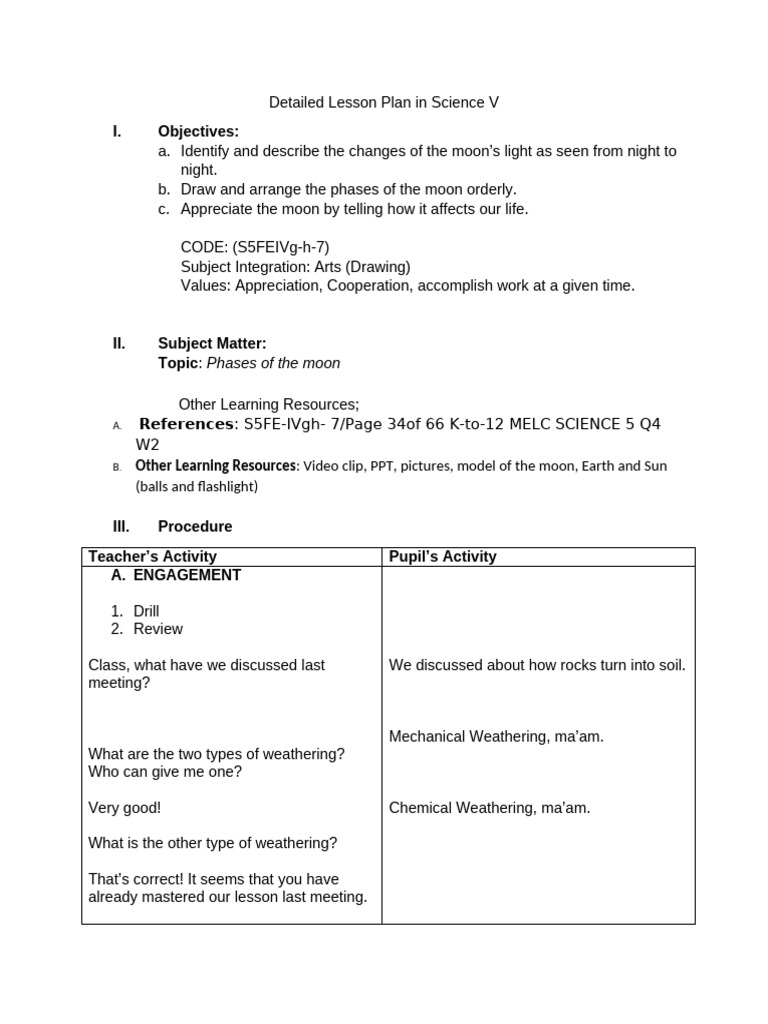 Phases of the Moon Lesson Plan | PDF | Moon | Astronomy