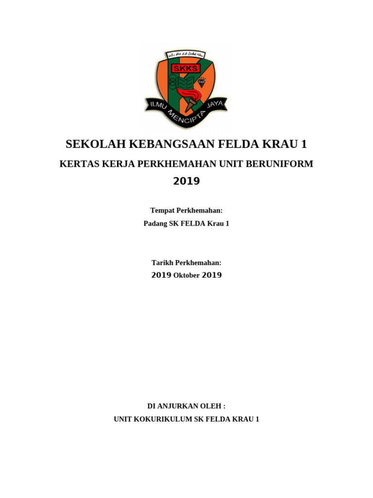 Kertas Kerja Perkhemahan 2019 SKKS | PDF