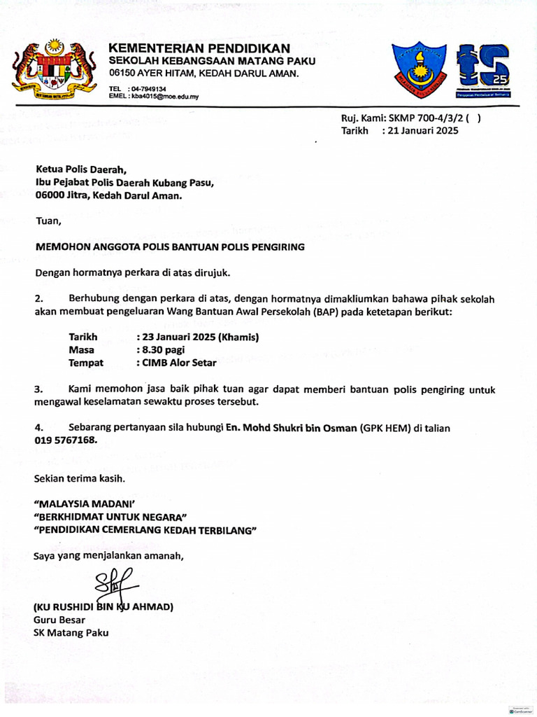 CTH Surat Polis Pengiring BAP SKMP 2025 | PDF