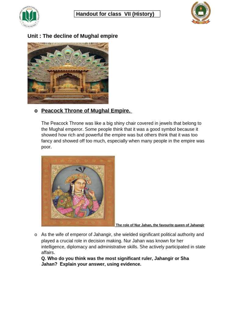 The Decline of Mughal Empire Handout | PDF | Mughal Empire