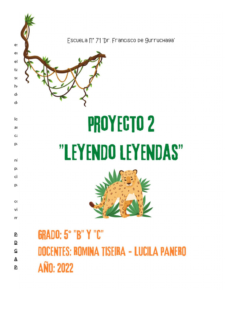 2° Proyecto LEYENDO LEYENDAS. | PDF | Narración | Aprendizaje