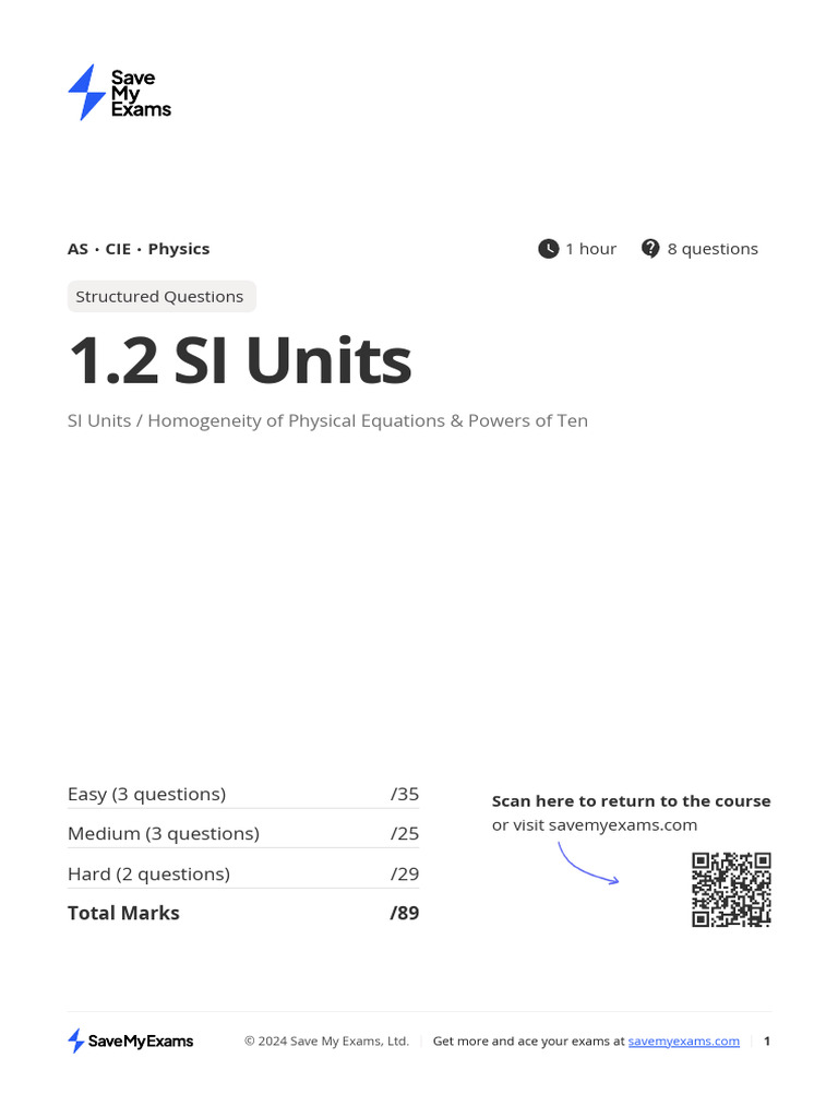 1-2-si-units-structured-questions | PDF | International System Of Units ...