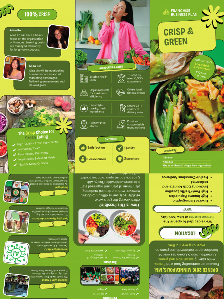 Green Organic Healthy Diet Menu Catering Promotion Trifold Brochure | PDF