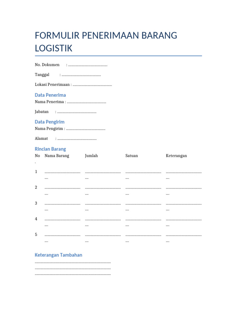 Formulir Penerimaan Barang Logistik | PDF