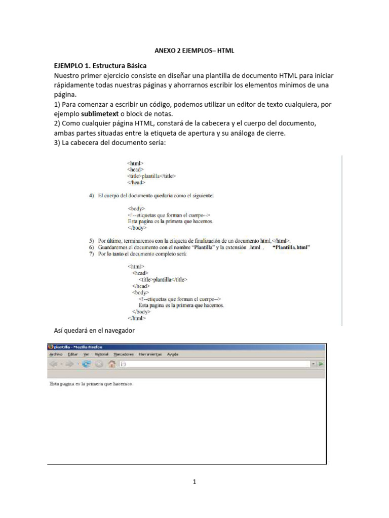 Ejemplos Prácticos de HTML Básico | PDF | HTML | Hipervínculo