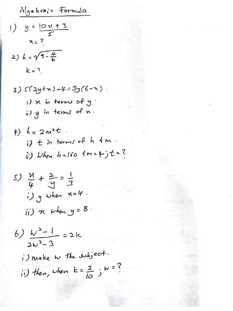Algebraic Formula | PDF