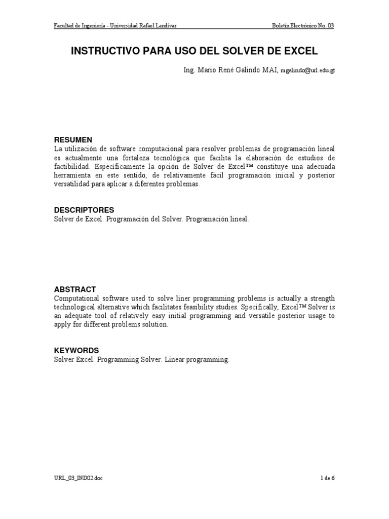 Programación Lineal en Excel | PDF | Microsoft Excel | Ecuaciones