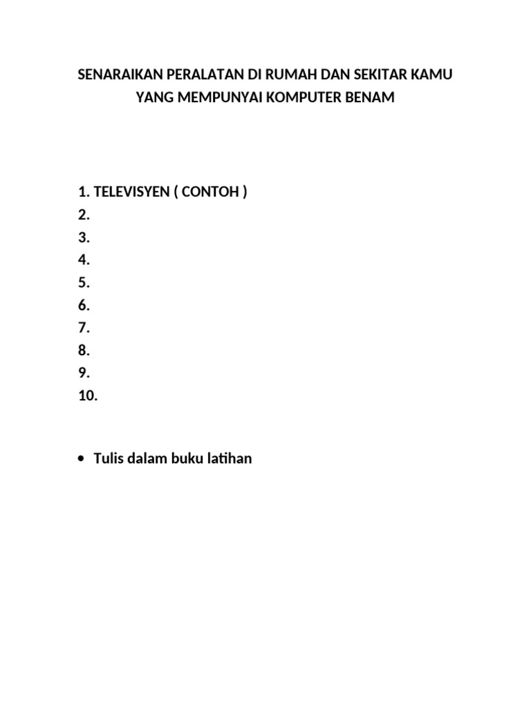 Senaraikan Peralatan Di Rumah Dan Sekitar Kamu Yang Mempunyai Komputer ...